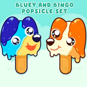 Bluey and Bingo Popsicle Sticker, Meme, Melting, Ice Pop, Dessert ...