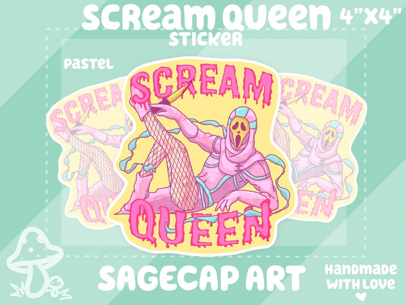 Scream Queen Sticker Horror Sticker Ghost Face Pastel - Etsy