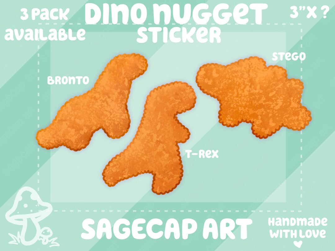 Dino Nugget Stickers Cute Stickers Dinosaur Chicken Nugget - Etsy