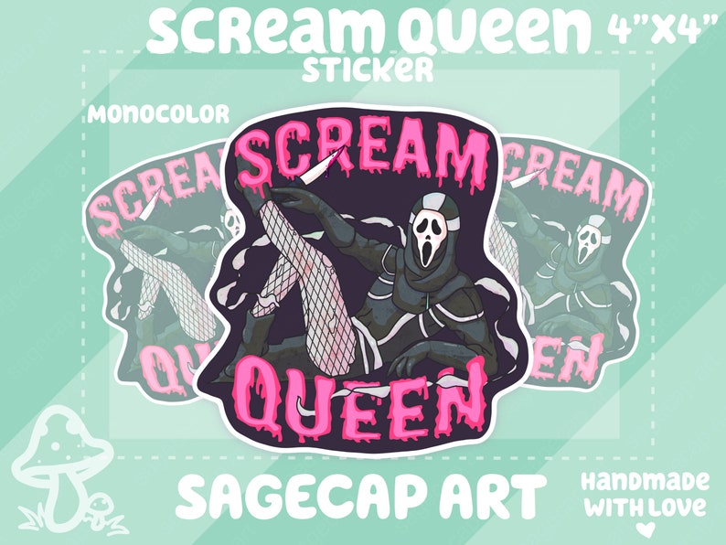 Scream Queen Sticker Horror Sticker Ghost Face Pastel - Etsy