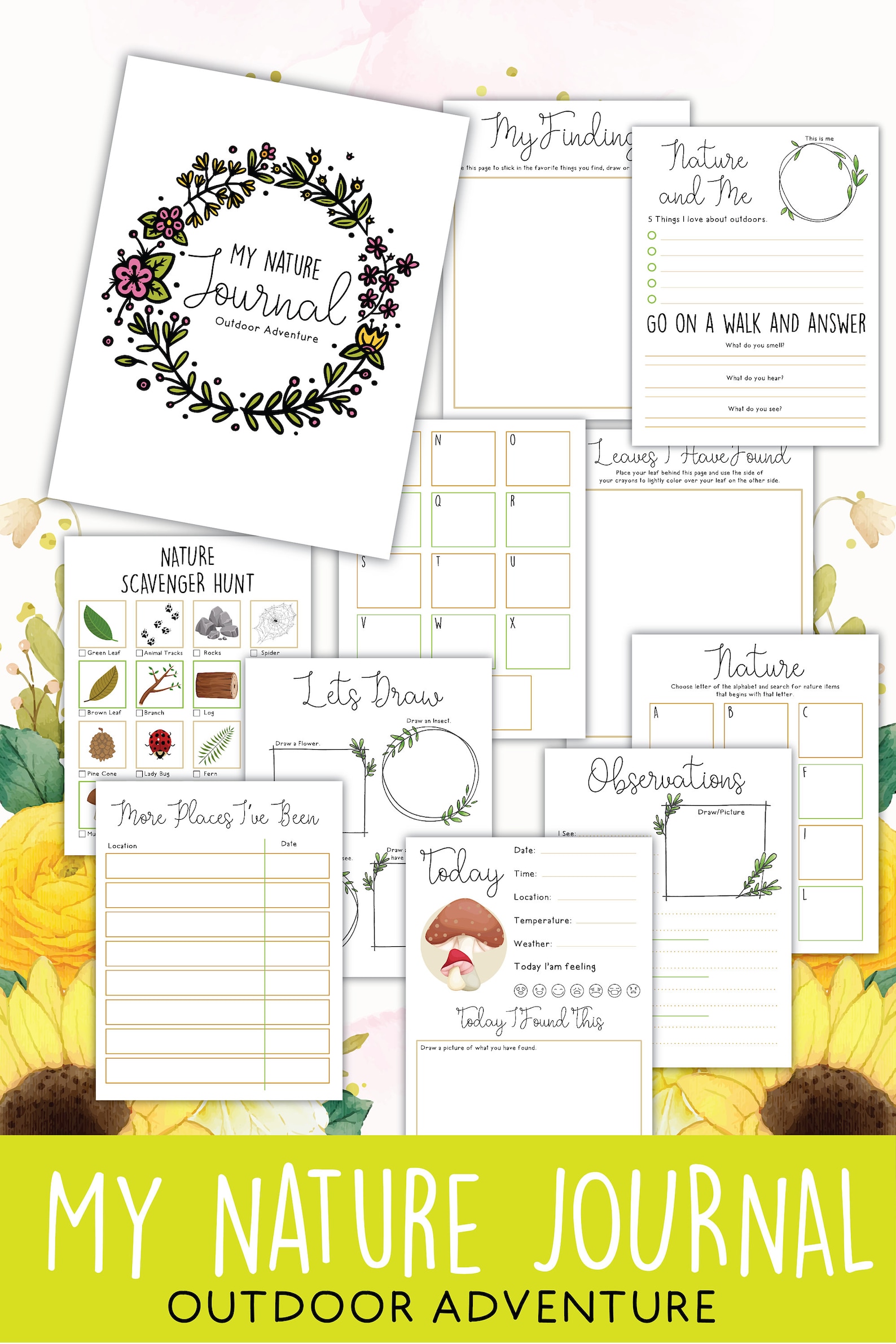 Kids Nature Journal, Nature Activities for Kids, Nature Scavenger Hunt ...