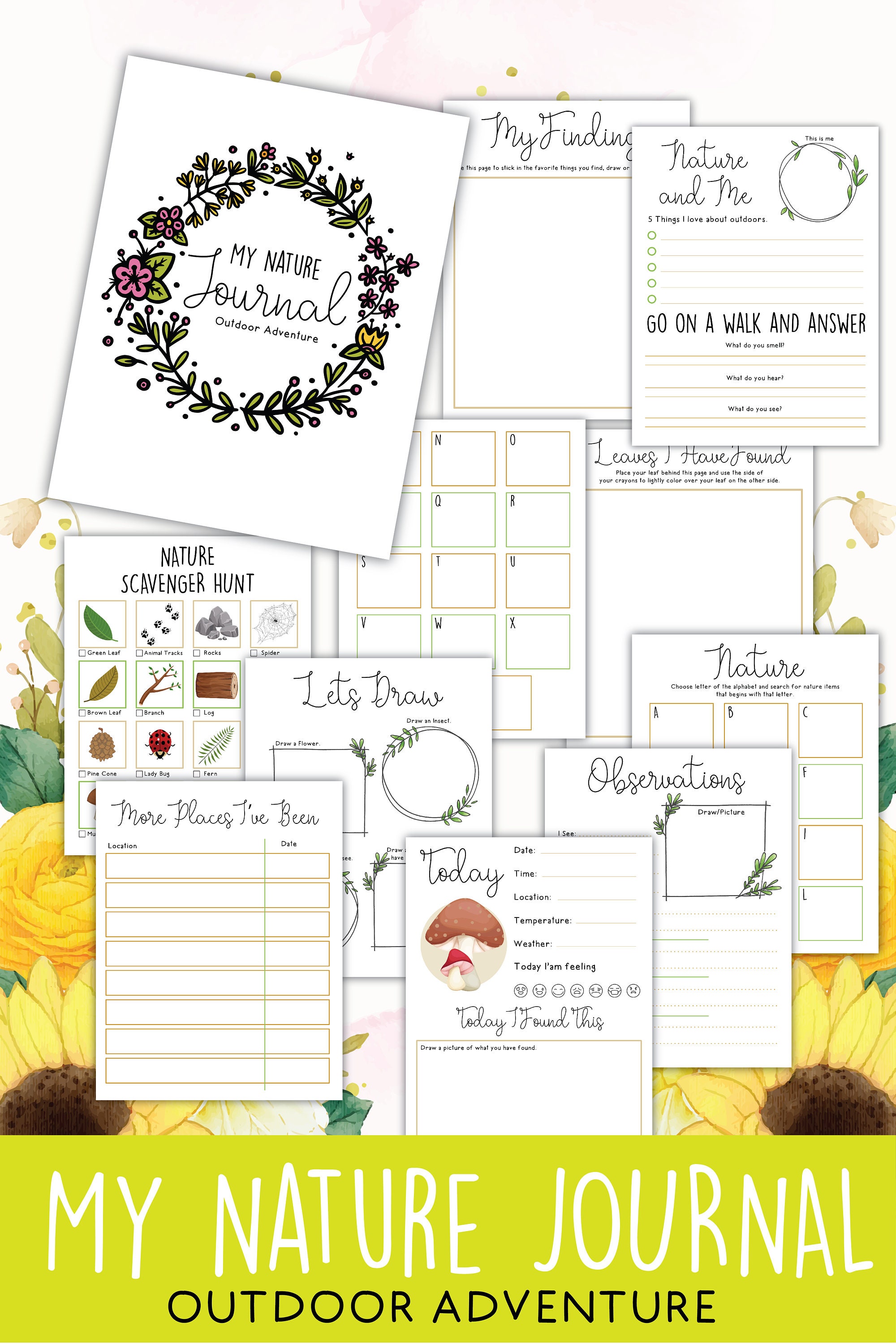 Kids Nature Journal, Nature Activities for Kids, Nature Scavenger Hunt ...