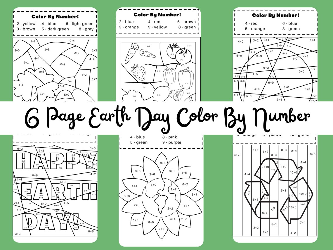 Earth Day Color by Number Printables, Earth Day Activities for Kids ...