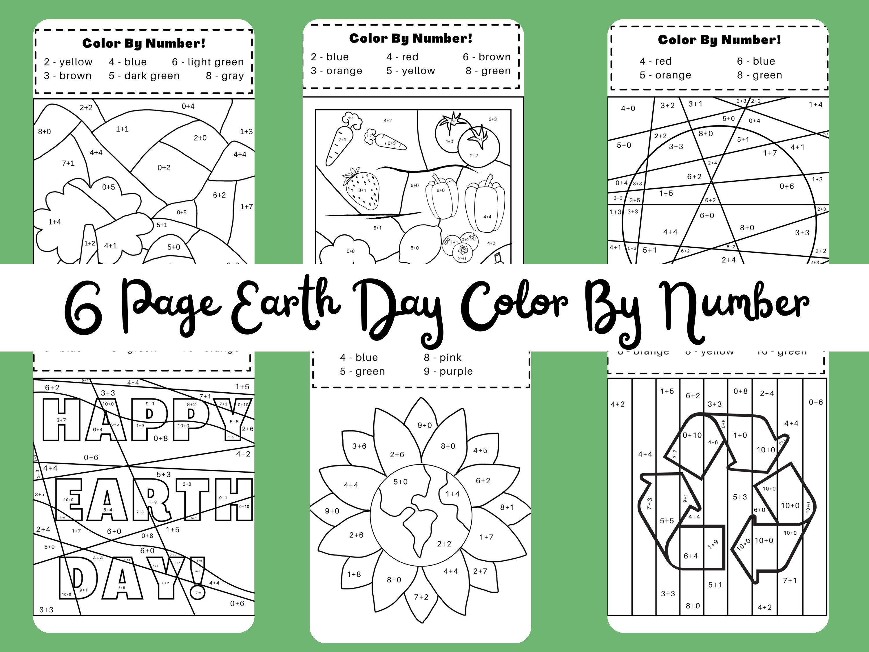 Earth Day Color by Number Printables, Earth Day Activities for Kids ...