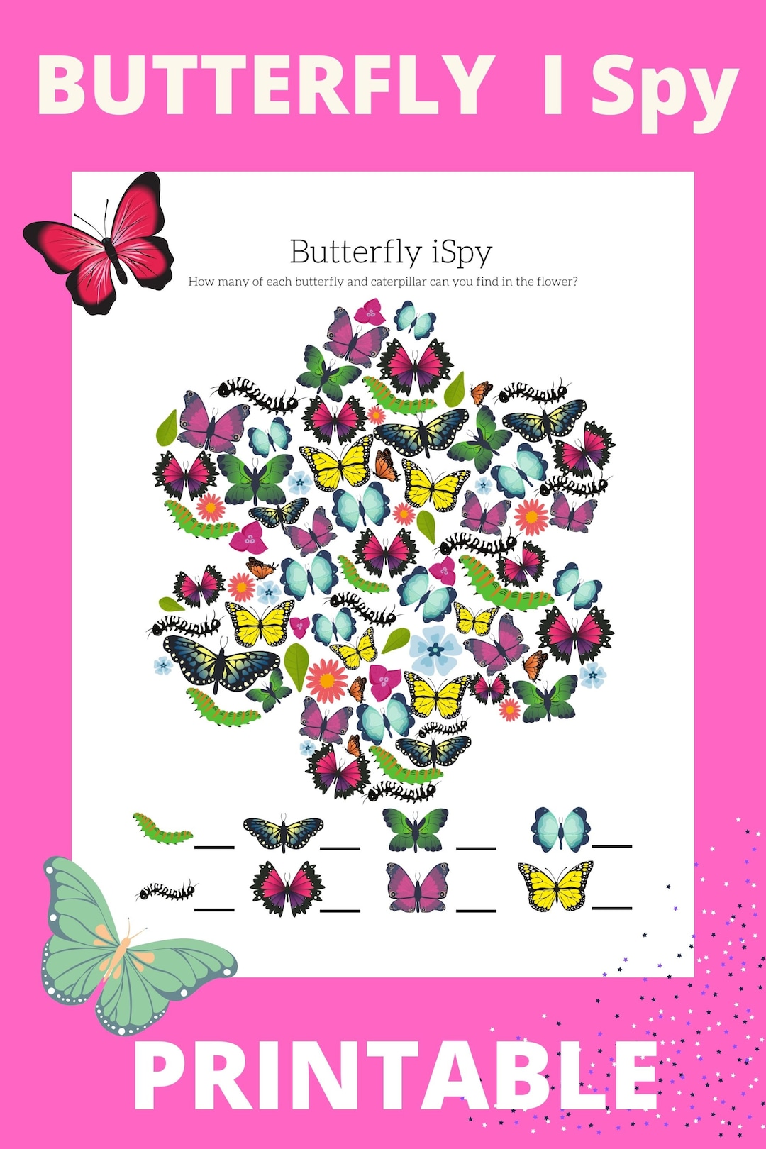 I SPY Game, Butterfly Printable, Spring Printable, Summer Printable ...