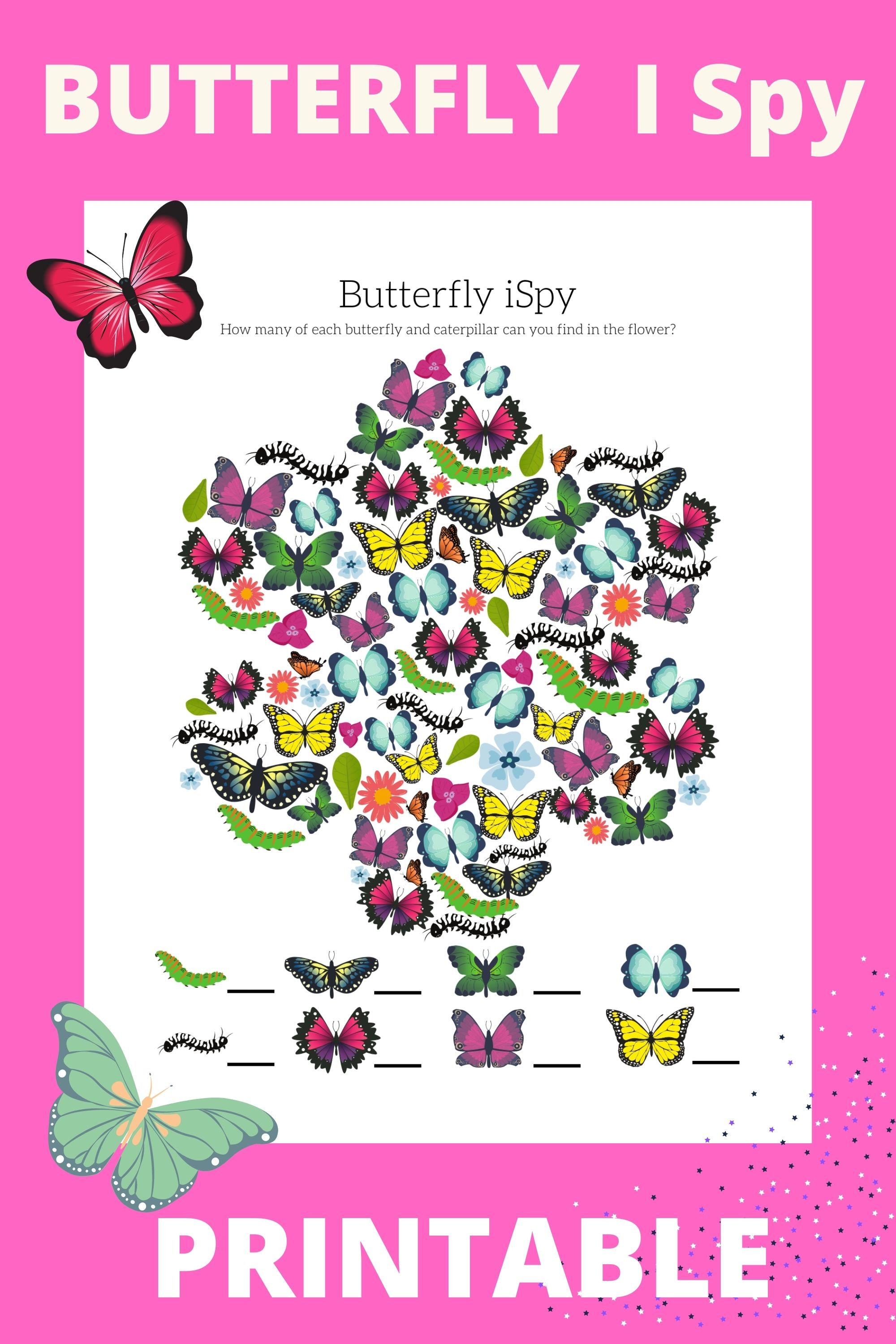 I SPY Game Butterfly Printable Spring Printable Summer - Etsy
