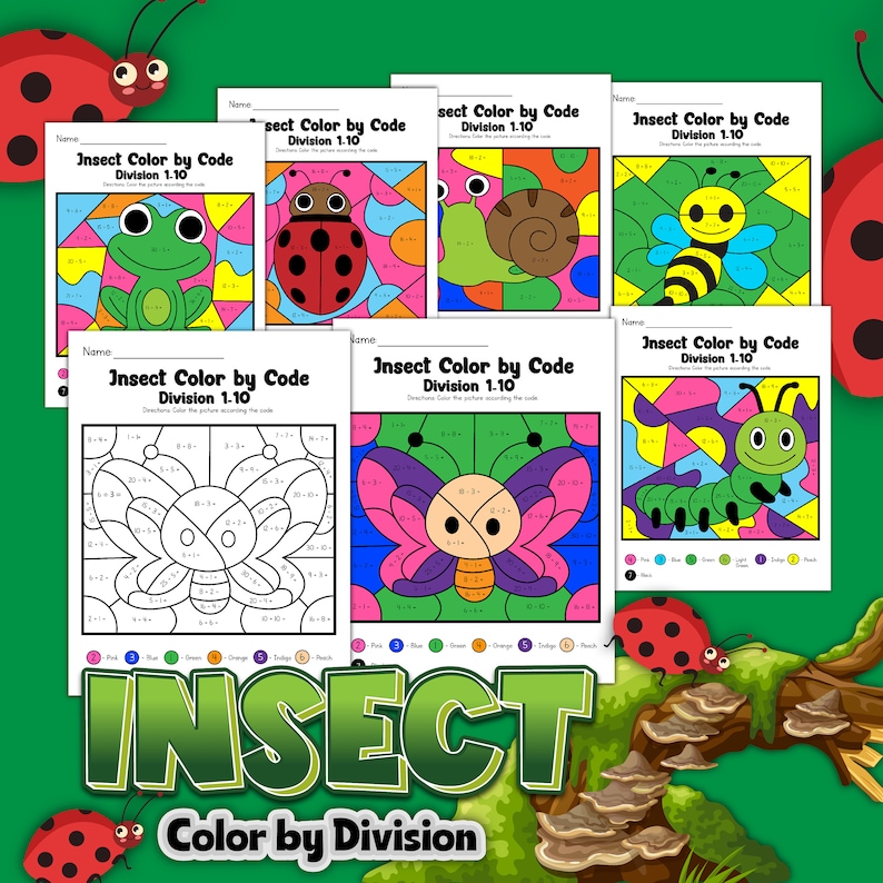 Color by Number Insect Printable Coloring Page, Insect Printables ...