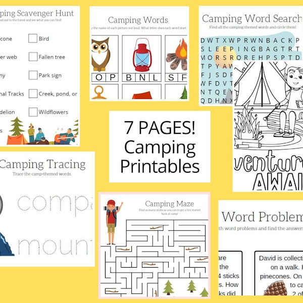 Camping Worksheets for Preschool - Etsy