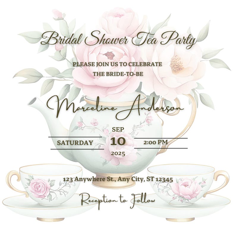 Tea Party Clip Art Elements 45 Blush Pink and Mint Green PNG ...