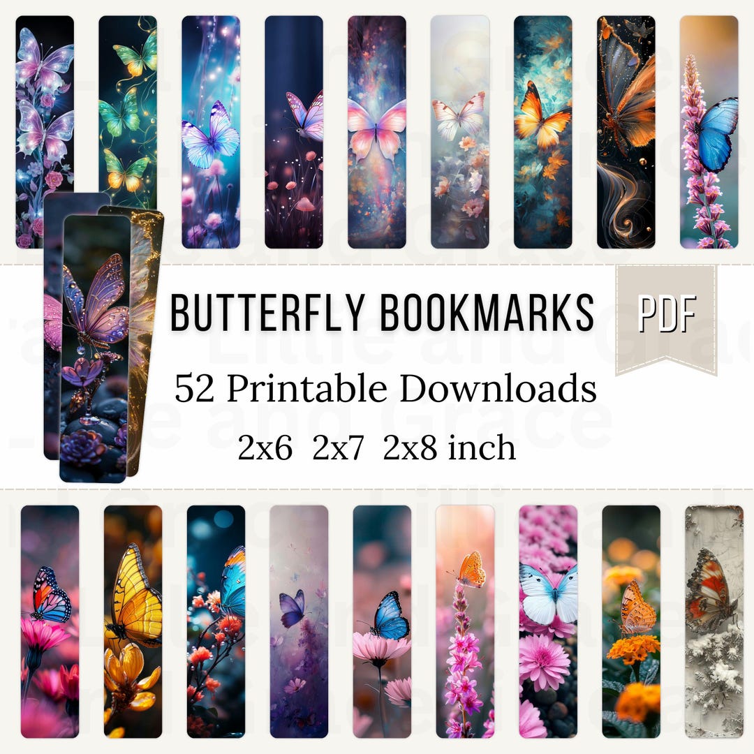 Butterfly Printable Bookmarks Bundle, Instant Digital Download ...