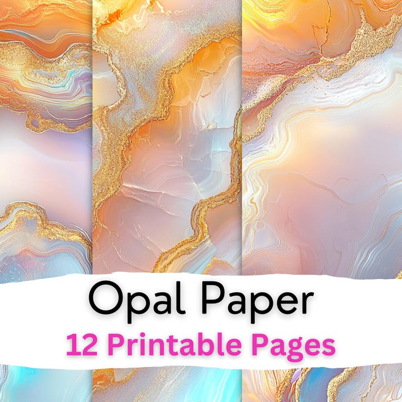 Opal Geode Junk Journal Printable Pages, Digital Paper Craft Sheets ...