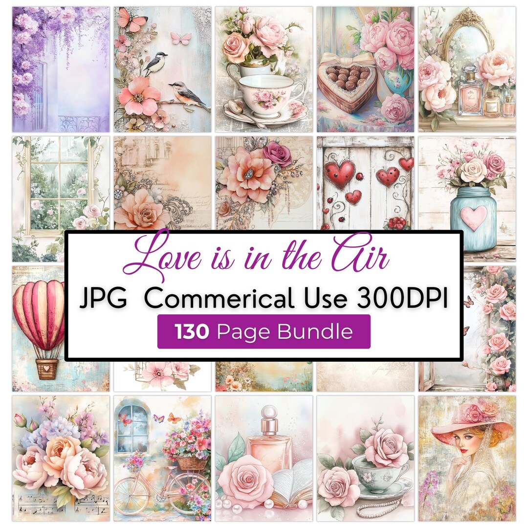 Valentines Day Junk Journal Printable Pages, Digital Paper Craft Sheets ...