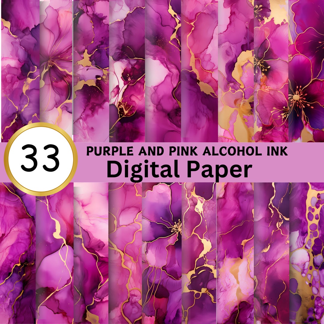 33 Purple and Pink Alcohol Ink Texture Background Digital Paper ...