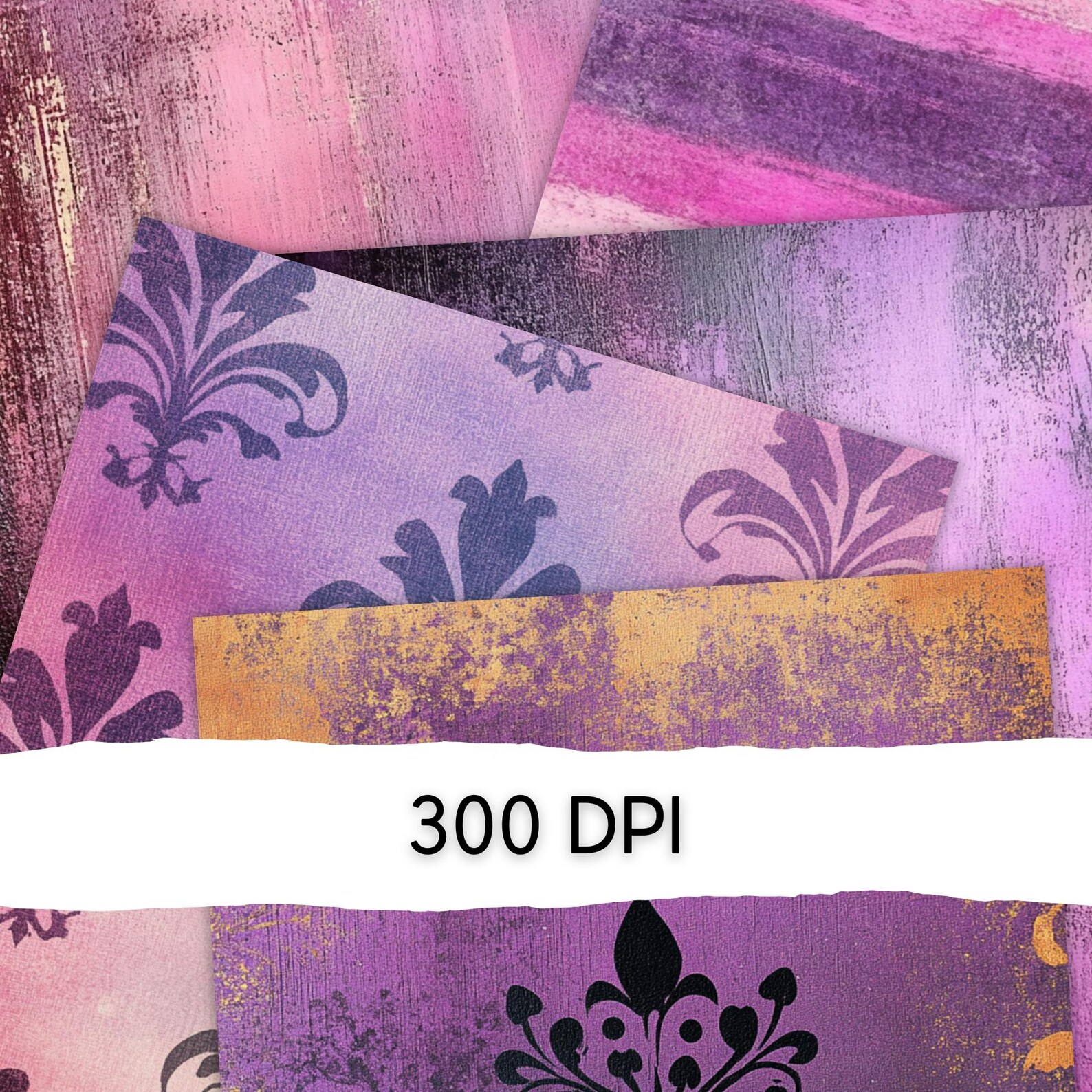 Purple Grunge Junk Journal Printable Pages, Digital Paper Craft Sheets ...