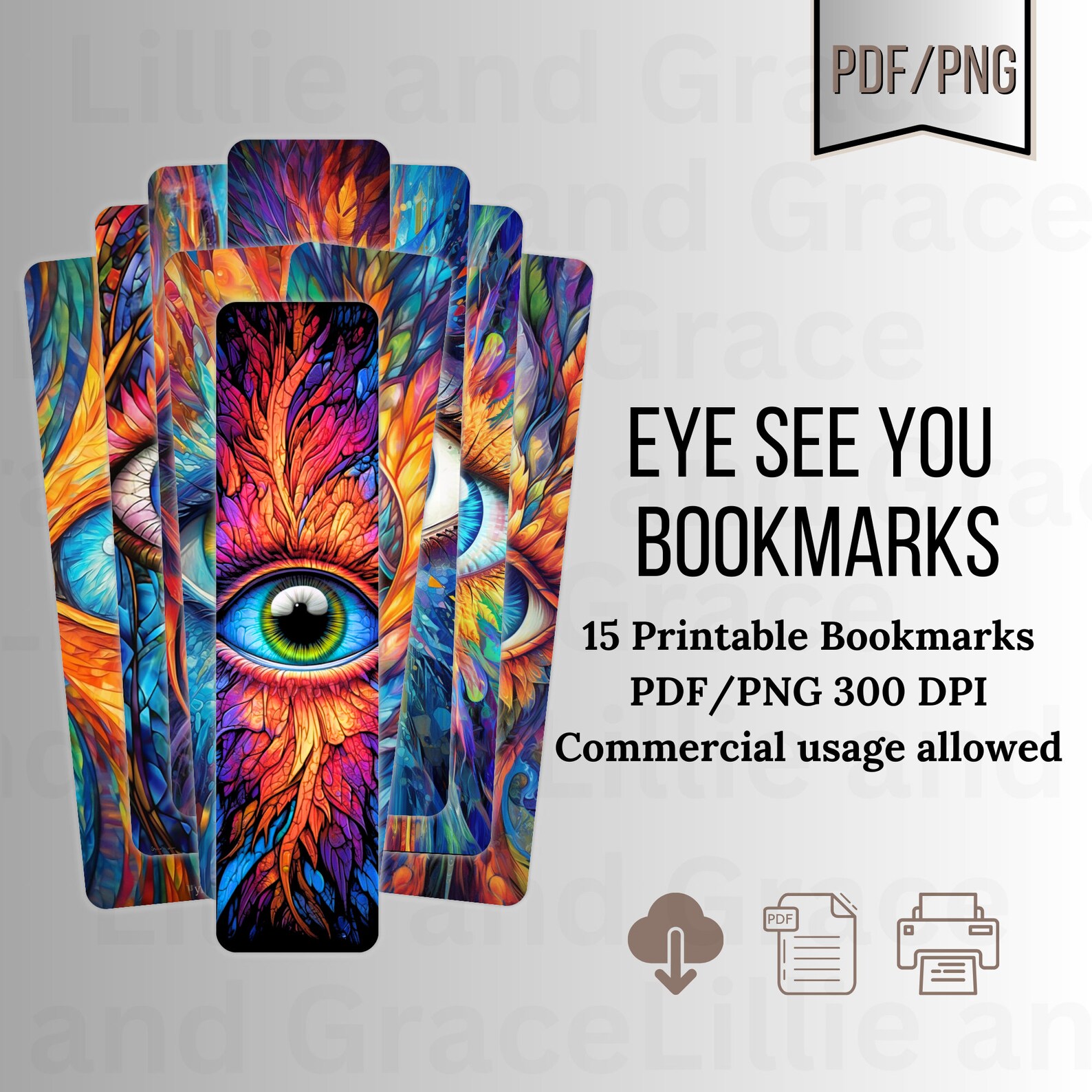 Eye See You Printable Bookmarks Bundle, 15 Colorful Designs ...