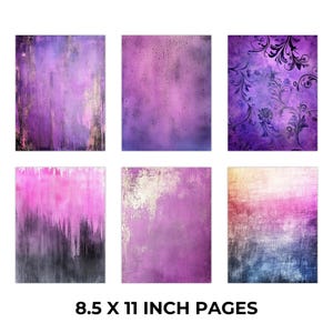 Purple Grunge Junk Journal Printable Pages, Digital Paper Craft Sheets ...