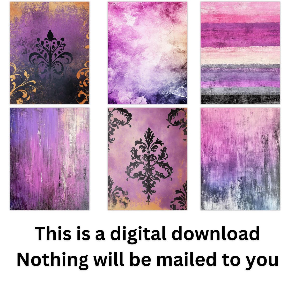 Purple Grunge Junk Journal Printable Pages, Digital Paper Craft Sheets ...