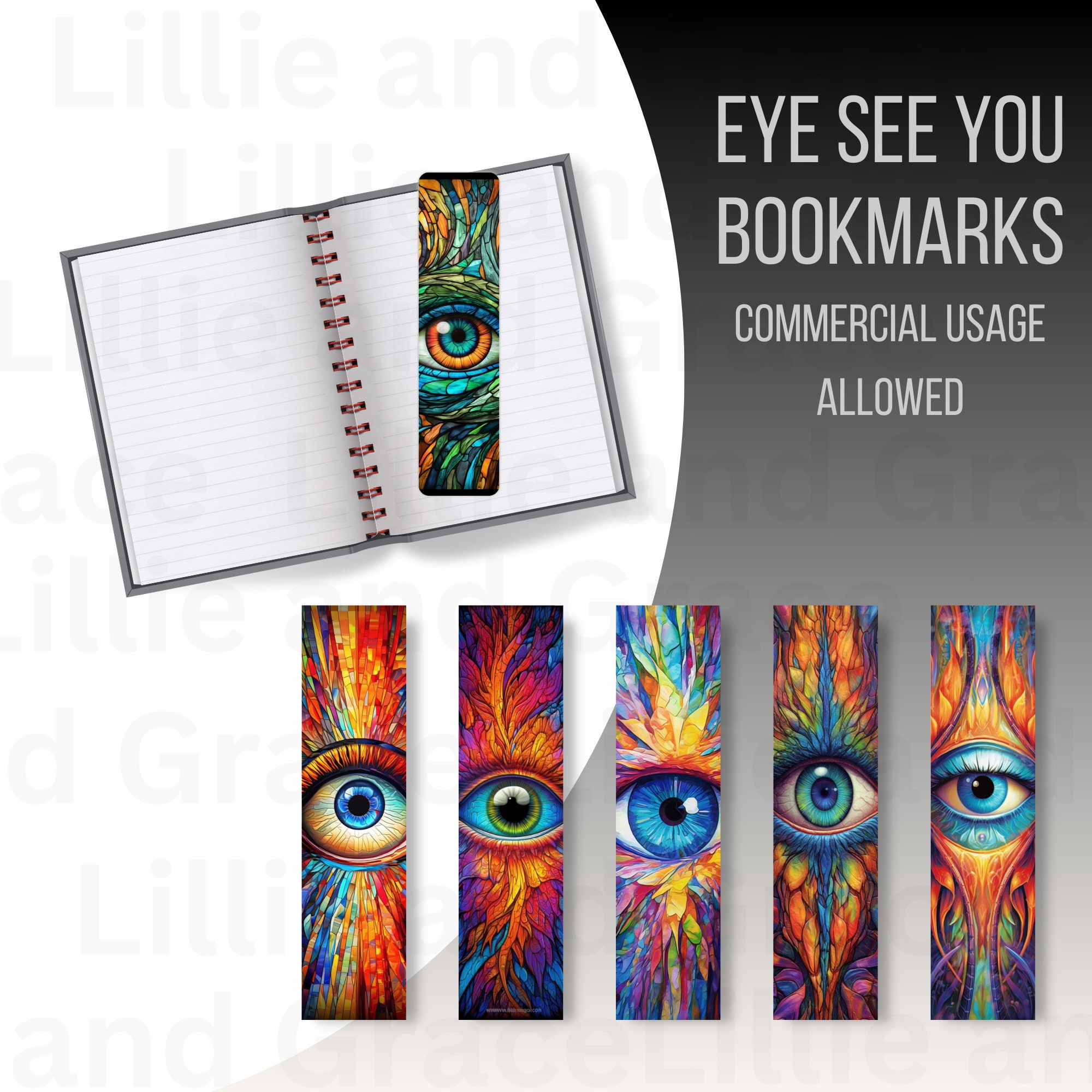 Eye See You Printable Bookmarks Bundle, 15 Colorful Designs ...