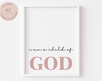 Girl Room Nursery Bible Verse Wall Art Print I Am a Child of God - Etsy