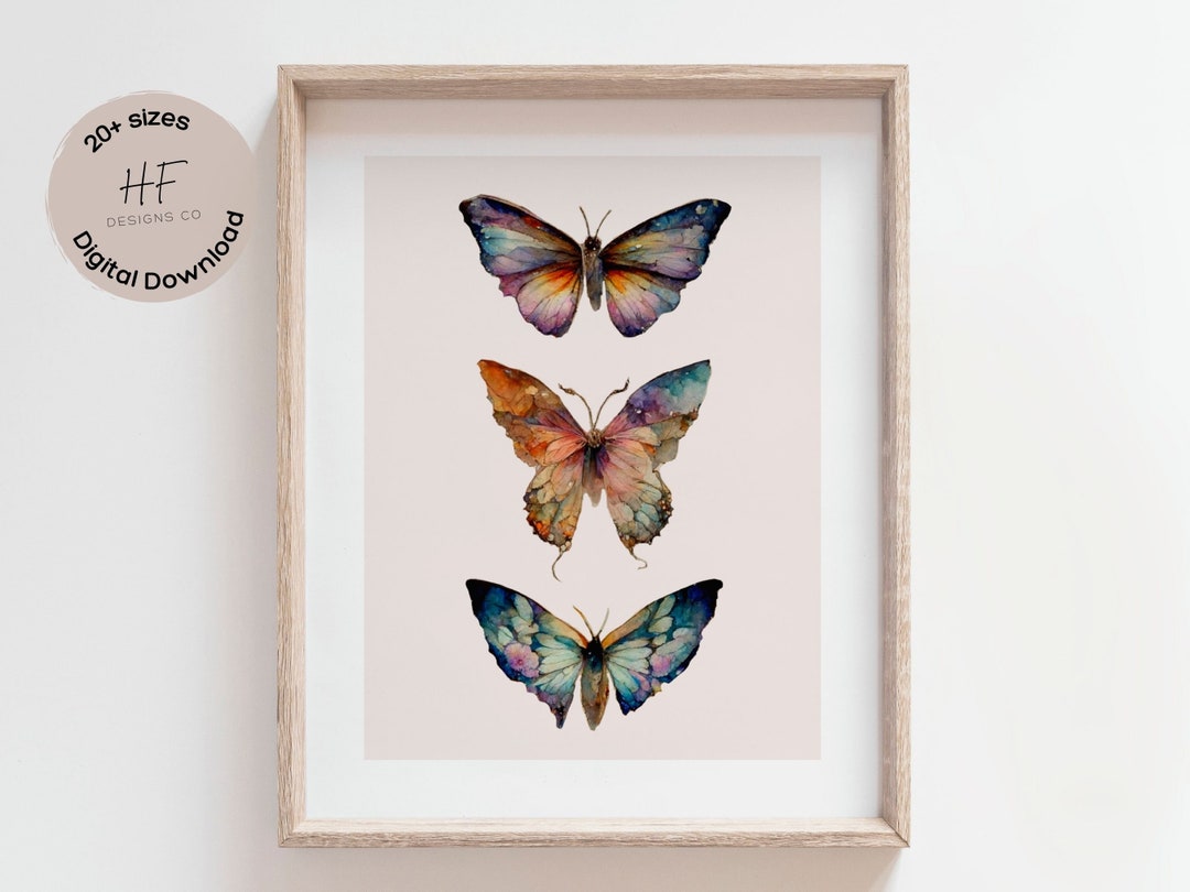 Watercolor Boho Butterfly Wall Art, Girl's Room Decor, Boho Girl's ...