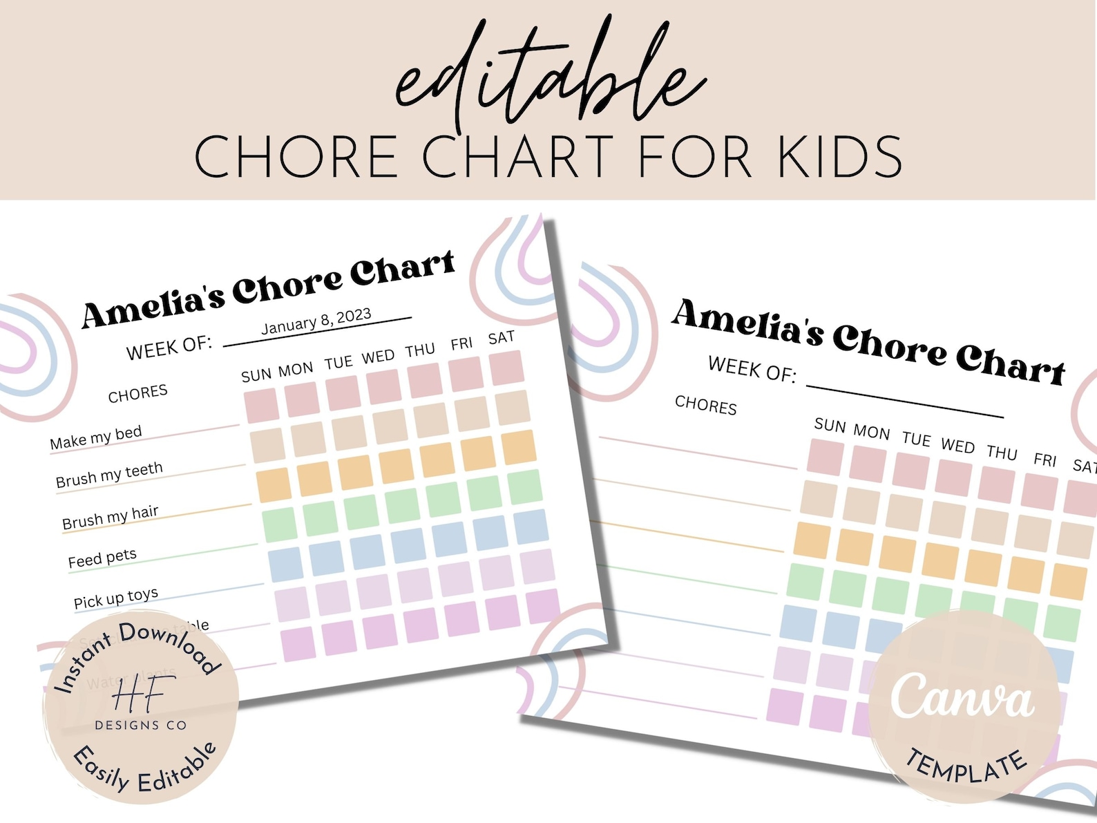 Editable Chore Chart Printable, Toddler Chore Chart, Kids Chore Chart ...