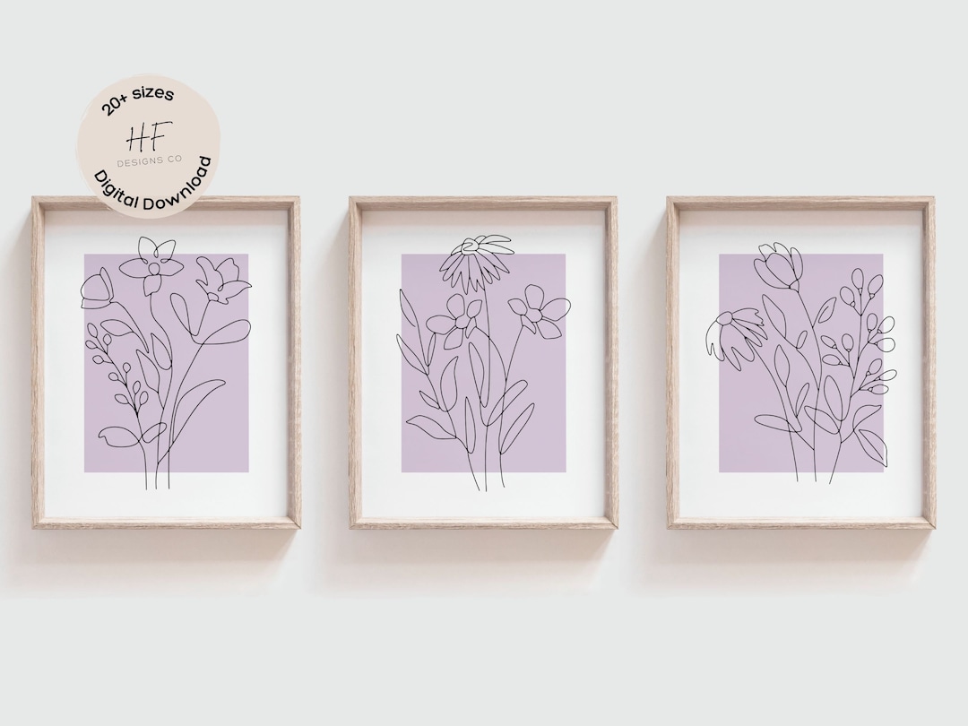 Lavender Floral Nursery Wall Art Prints Set of 3, Girl Nursery Decor ...