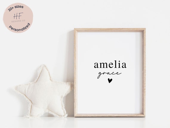 First and Middle Name Print Printable Name Sign Personalized - Etsy