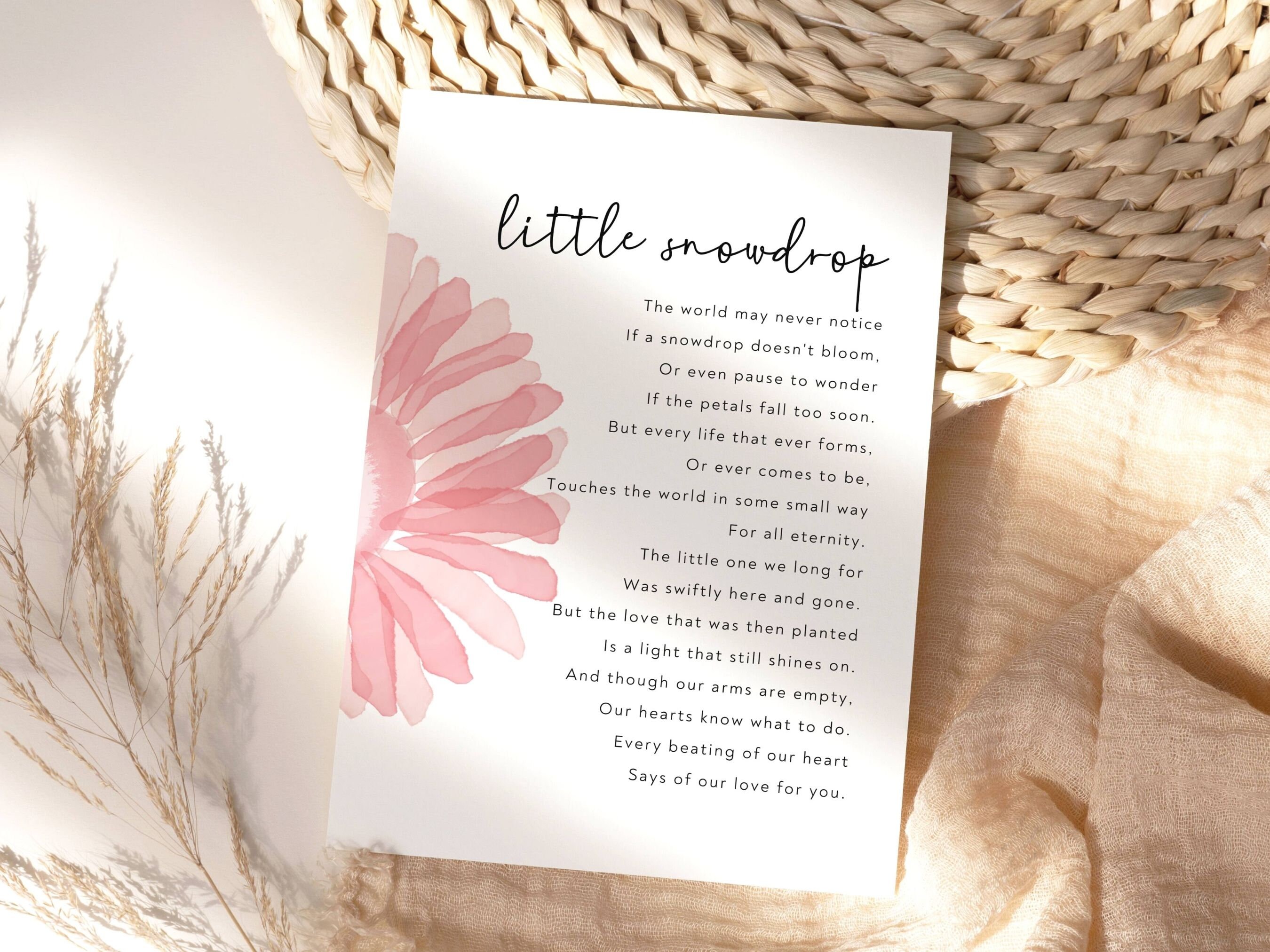 Miscarriage Gift for Mom or Dad, Baby Girl Loss Poem, Child Loss ...