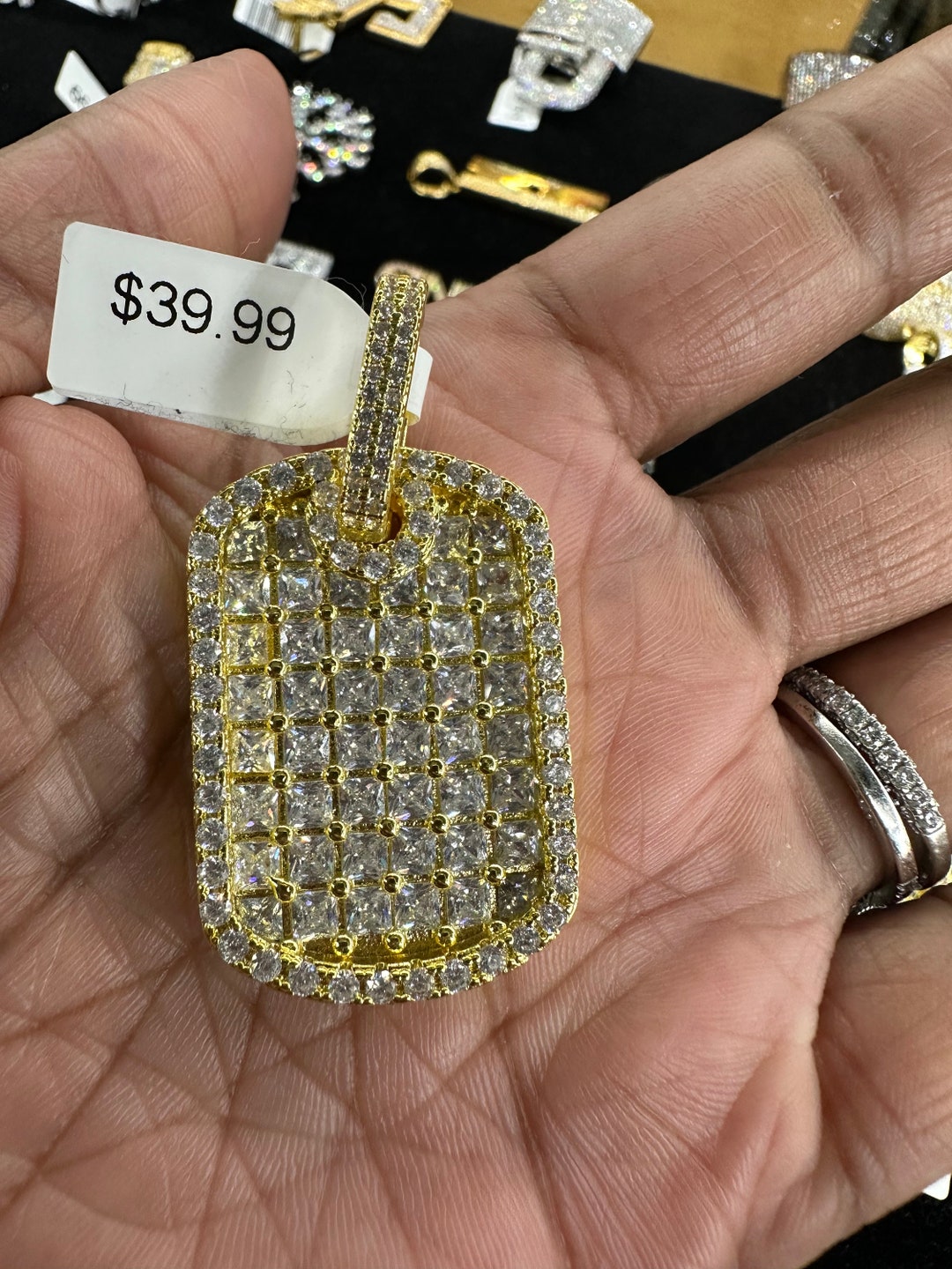14k Gold Finish Tag Pendant - Etsy