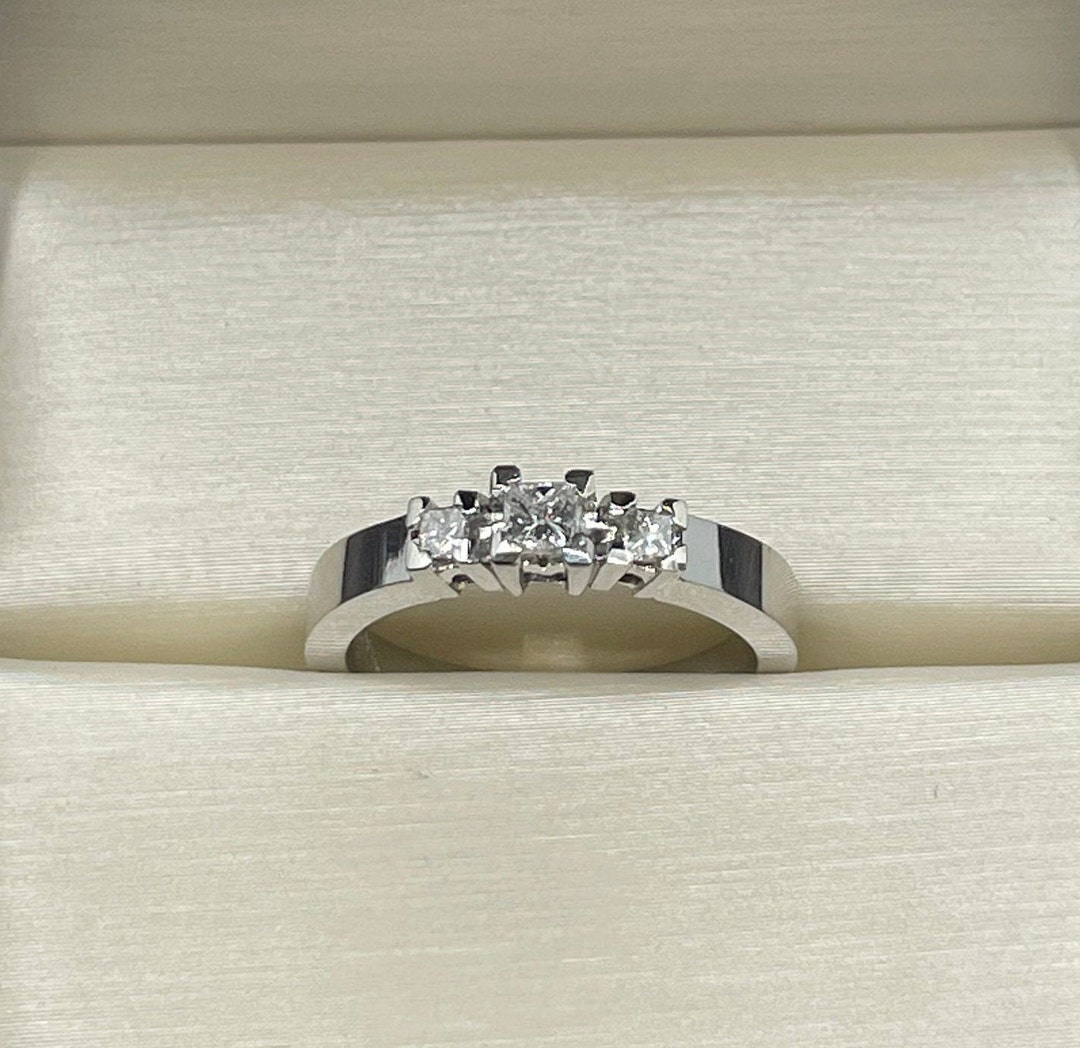 Trinity Princess Cut Engagement Ring Natural Diamond Ring Canadian Made ...