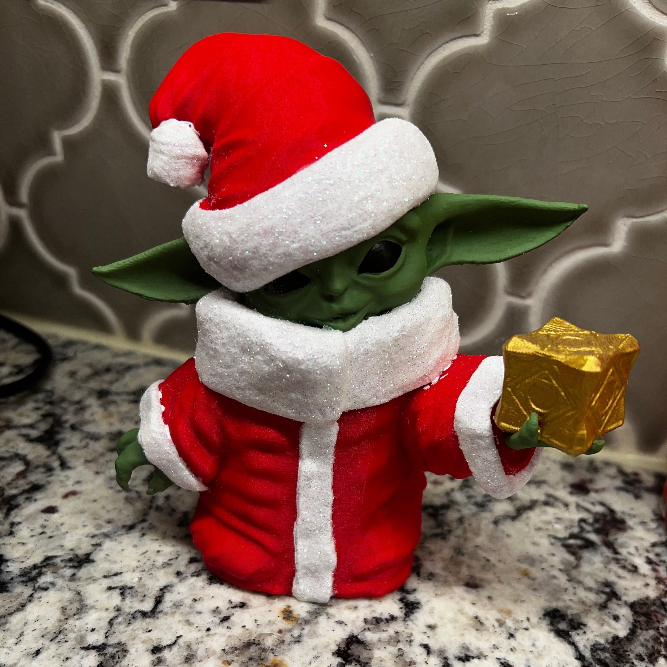 3D Printed Christmas Grogu Baby Yoda in Santa Costume | Hand-painted ...