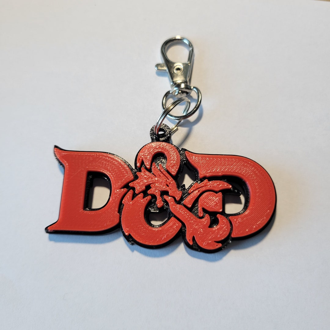 Handcrafted 3D Printed Dungeons and Dragons Keychain - Black and Red - Etsy
