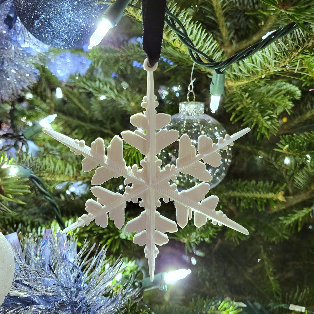 3D Printed Snowflake Ornament - White PLA Filament - Customizable Color ...