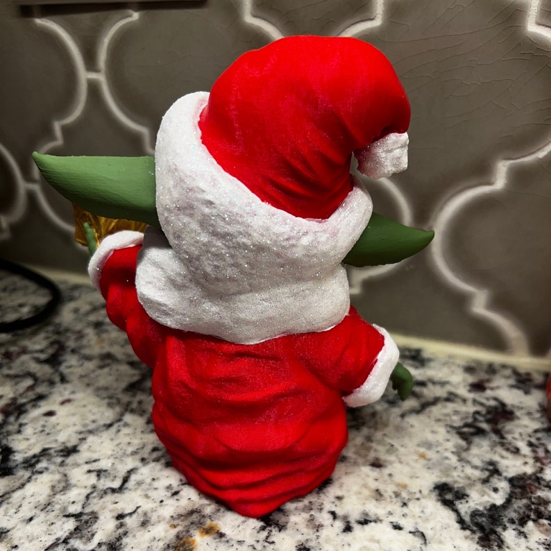 3D Printed Christmas Grogu Baby Yoda in Santa Costume | Hand-painted ...
