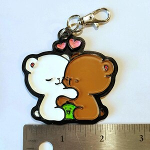 Cute 3D Printed White & Brown Bear Couple Keychain – Perfect Gift for ...