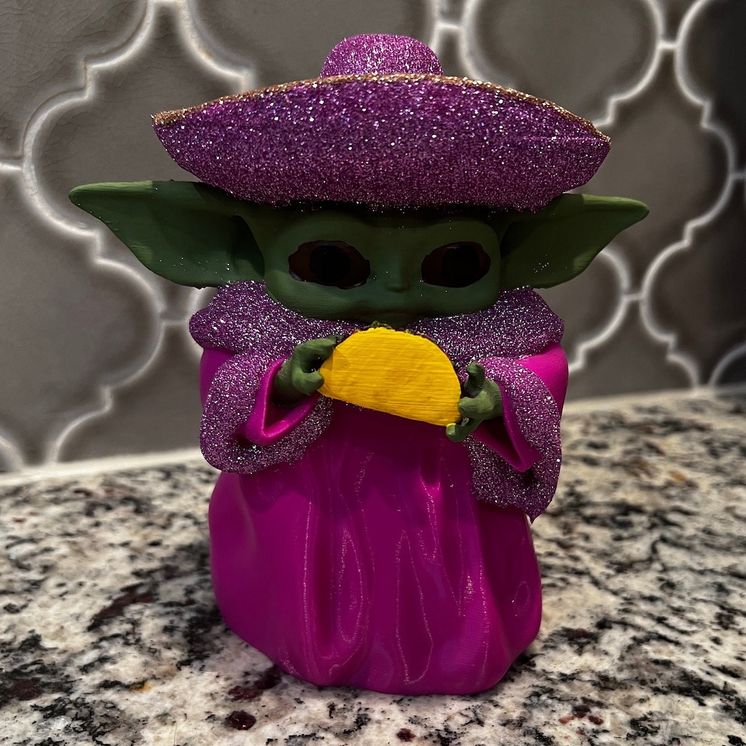 Cinco De Mayo Grogu 3D Printed Figurine With Sombrero and Taco Hand ...