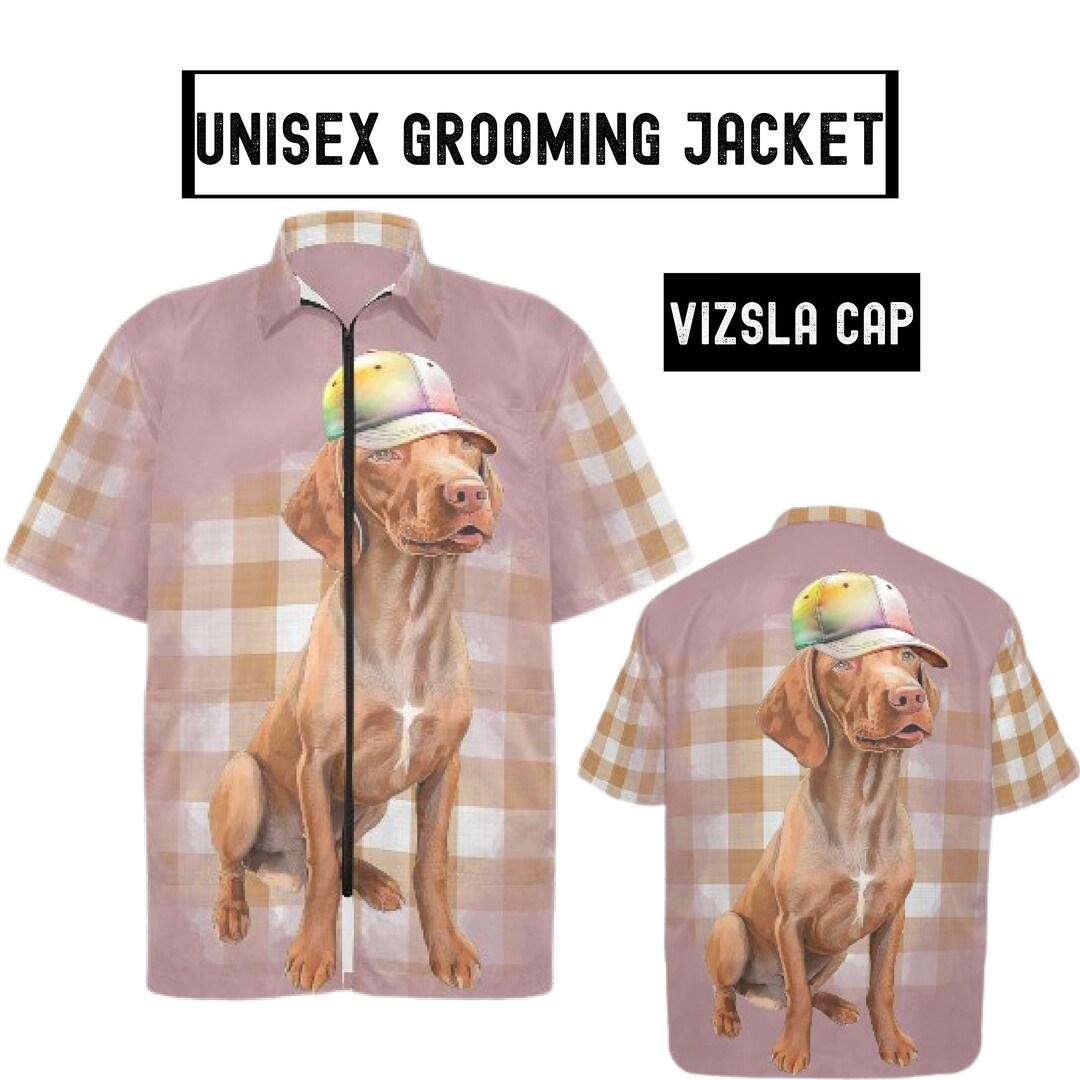 Vizsla Dog Jacket, Baseball Cap Zip Front Lightweight, Gingham Check ...