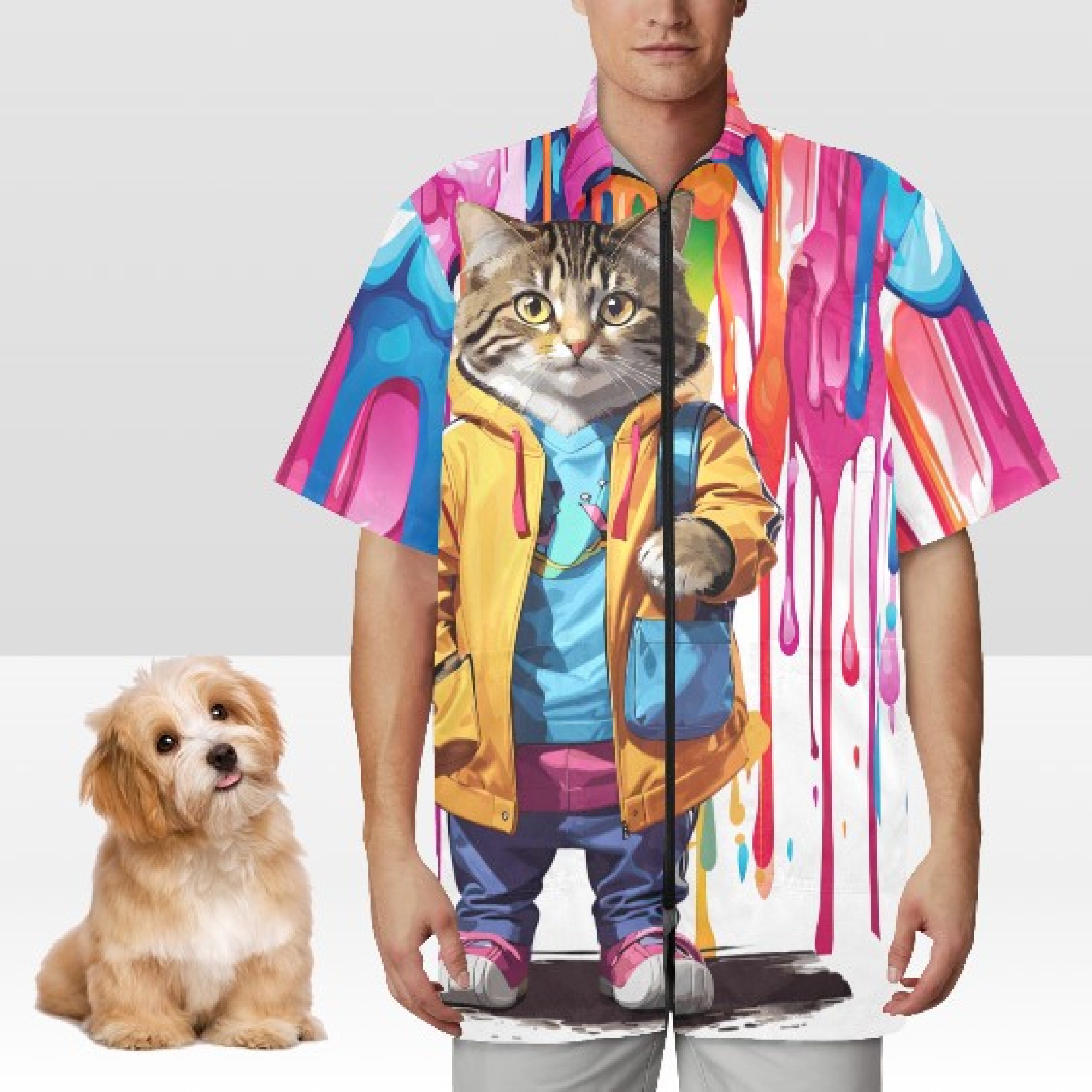 Paint Splash Grooming Jacket Chibi Cat Pet Stylist Jacket - Etsy