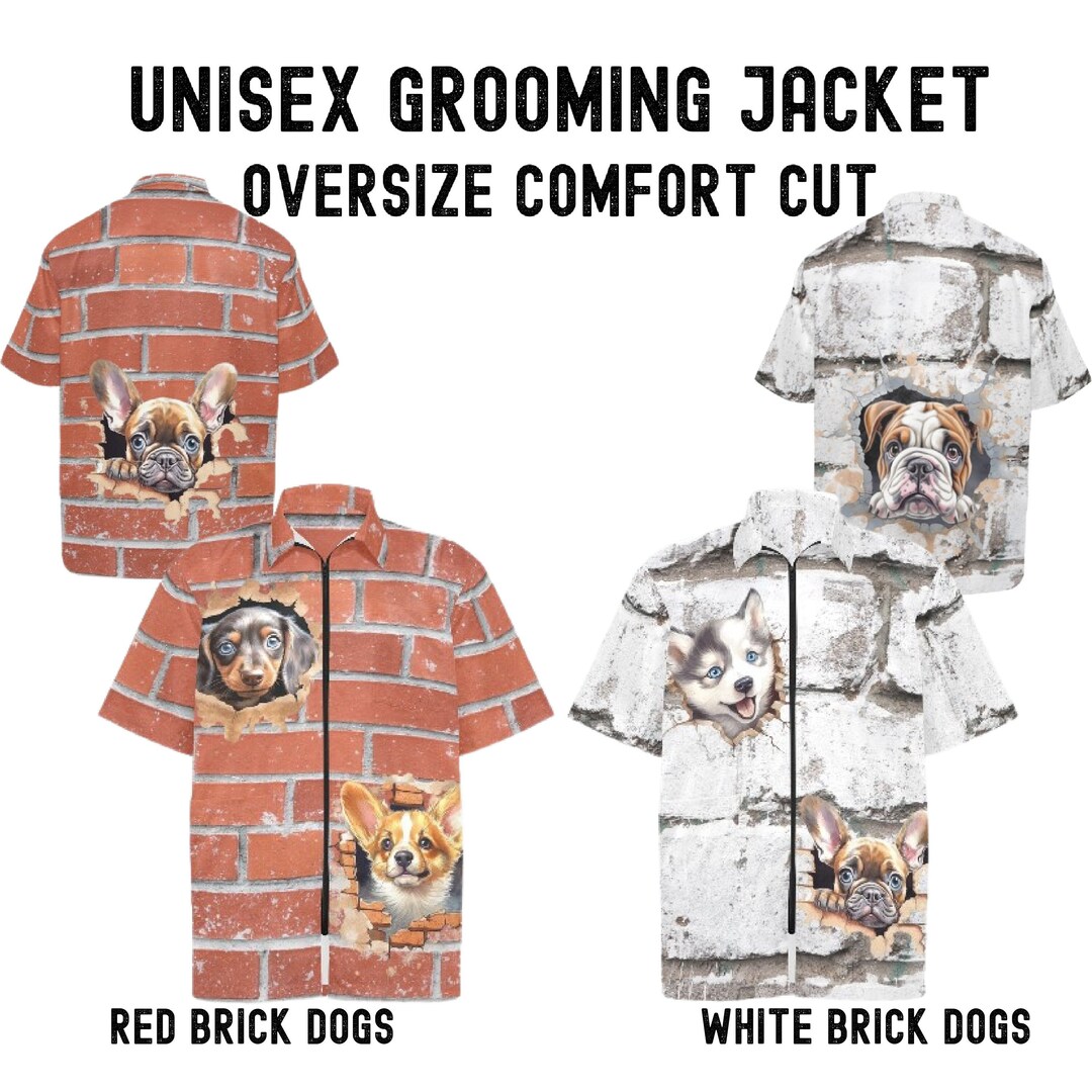 Red Brick Dogs Grooming Jacket, White Cement Blocks Dog Lovers Pet ...