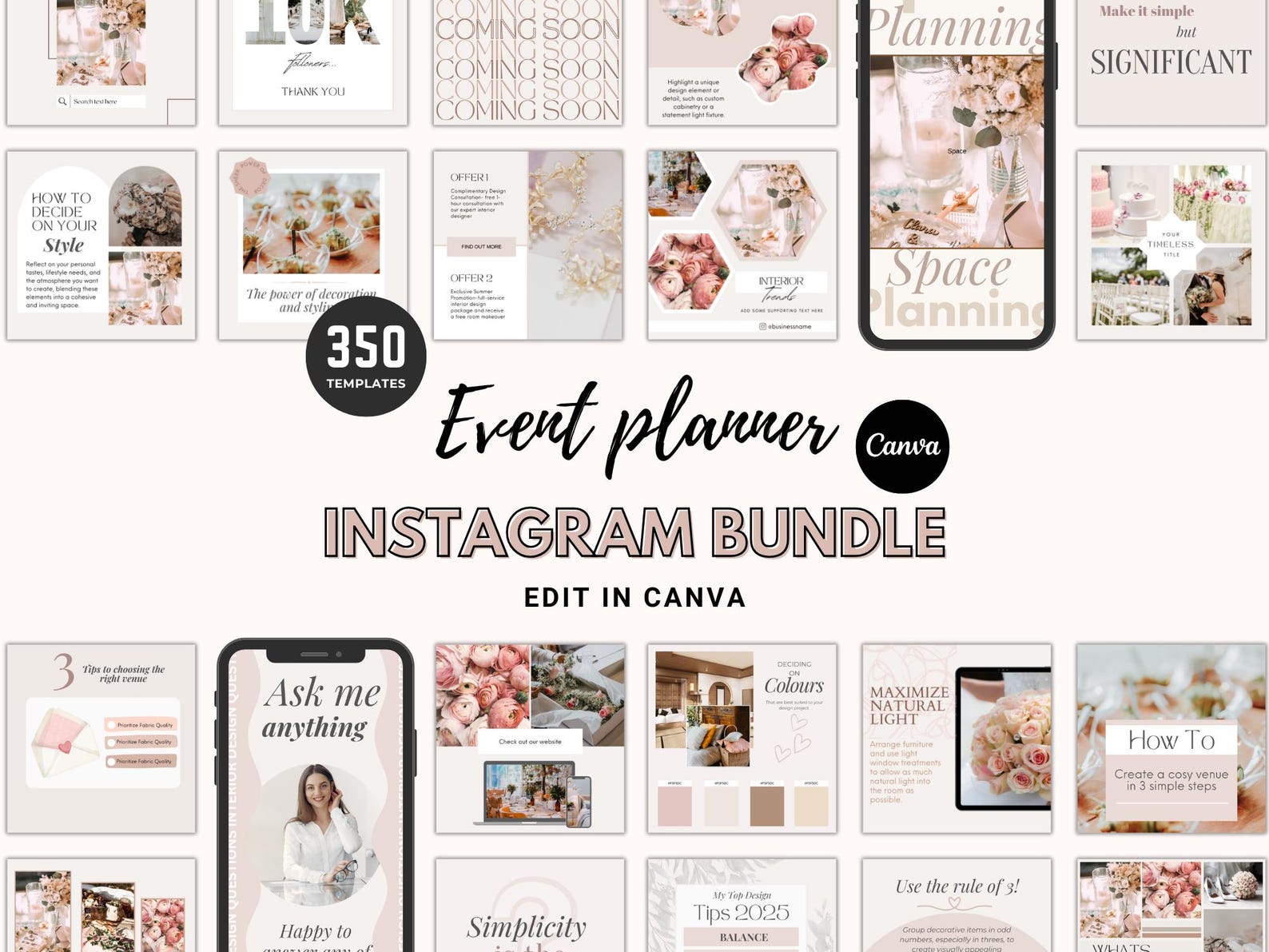 Event Planner Business Instagram Templates, Editable Event Coordinator ...