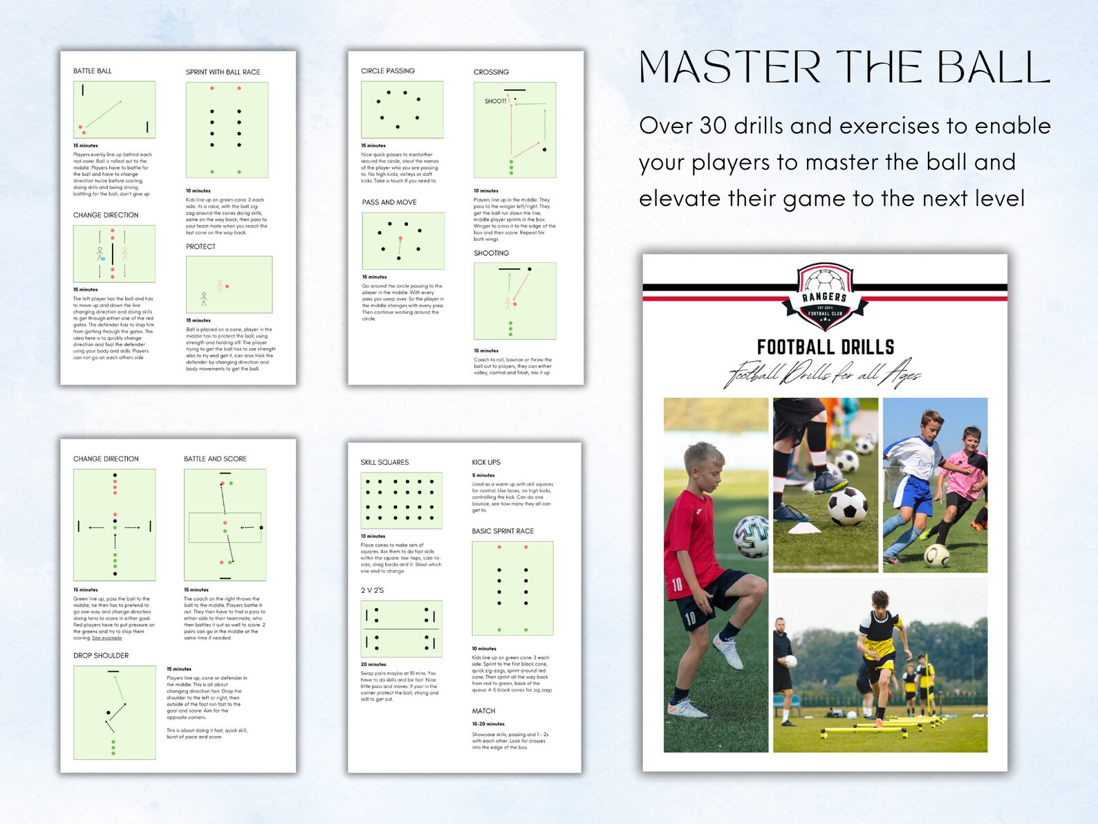 Football Coach Drills and Exercises Template, Soccer Drills for Kids ...
