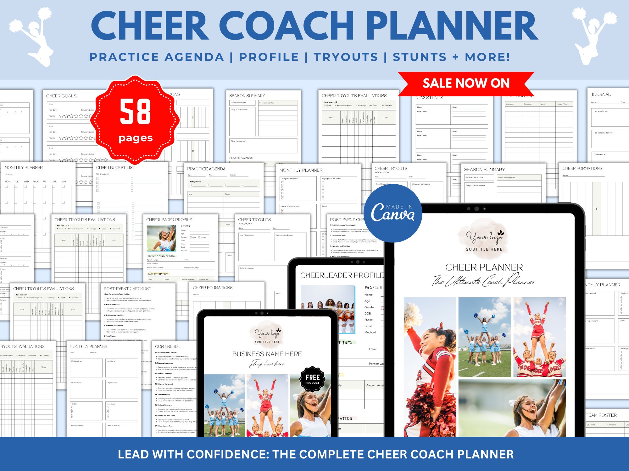 Editable Cheer Coach Planner, Printable Cheer Coach Binder, Coaching ...
