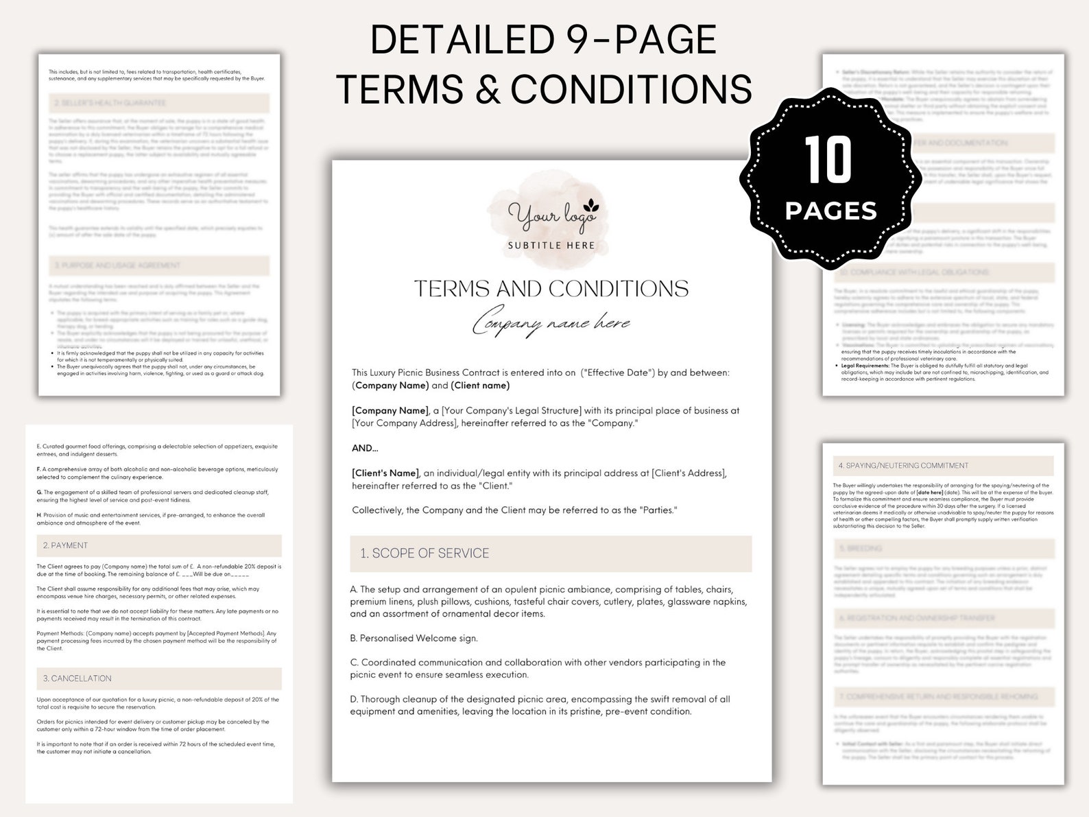 Luxury Picnic Business Forms, Event Planner, Picnic Planning, Luxury ...