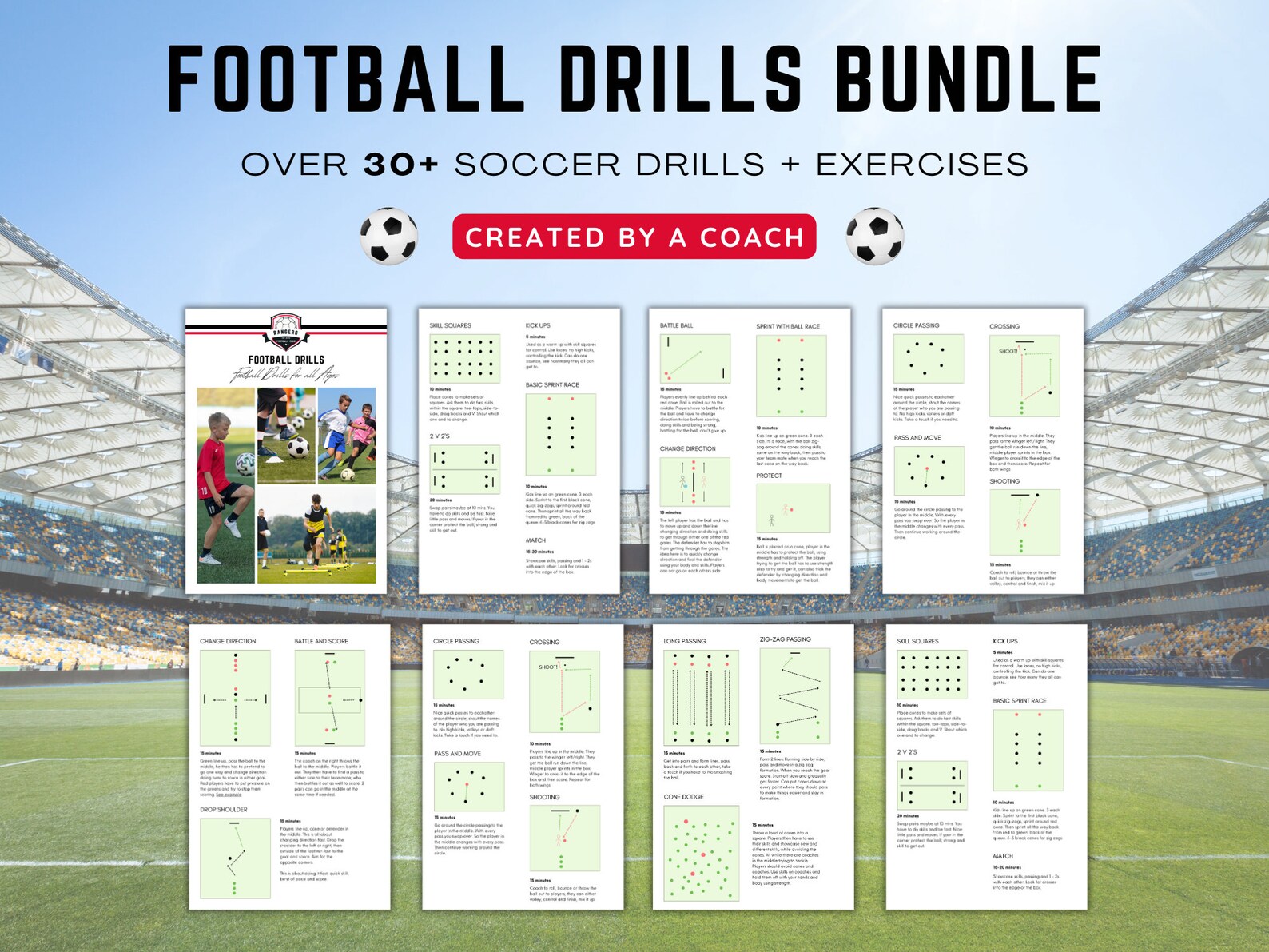 Football Coach Drills and Exercises Template, Soccer Drills, Football ...