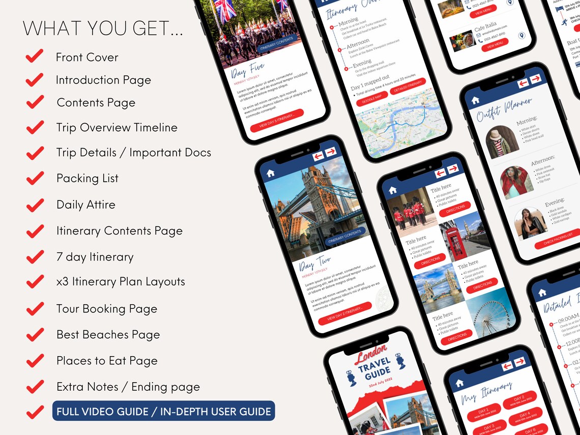 London Itinerary, Travel Planner Template, Vacation Planner, Mobile ...