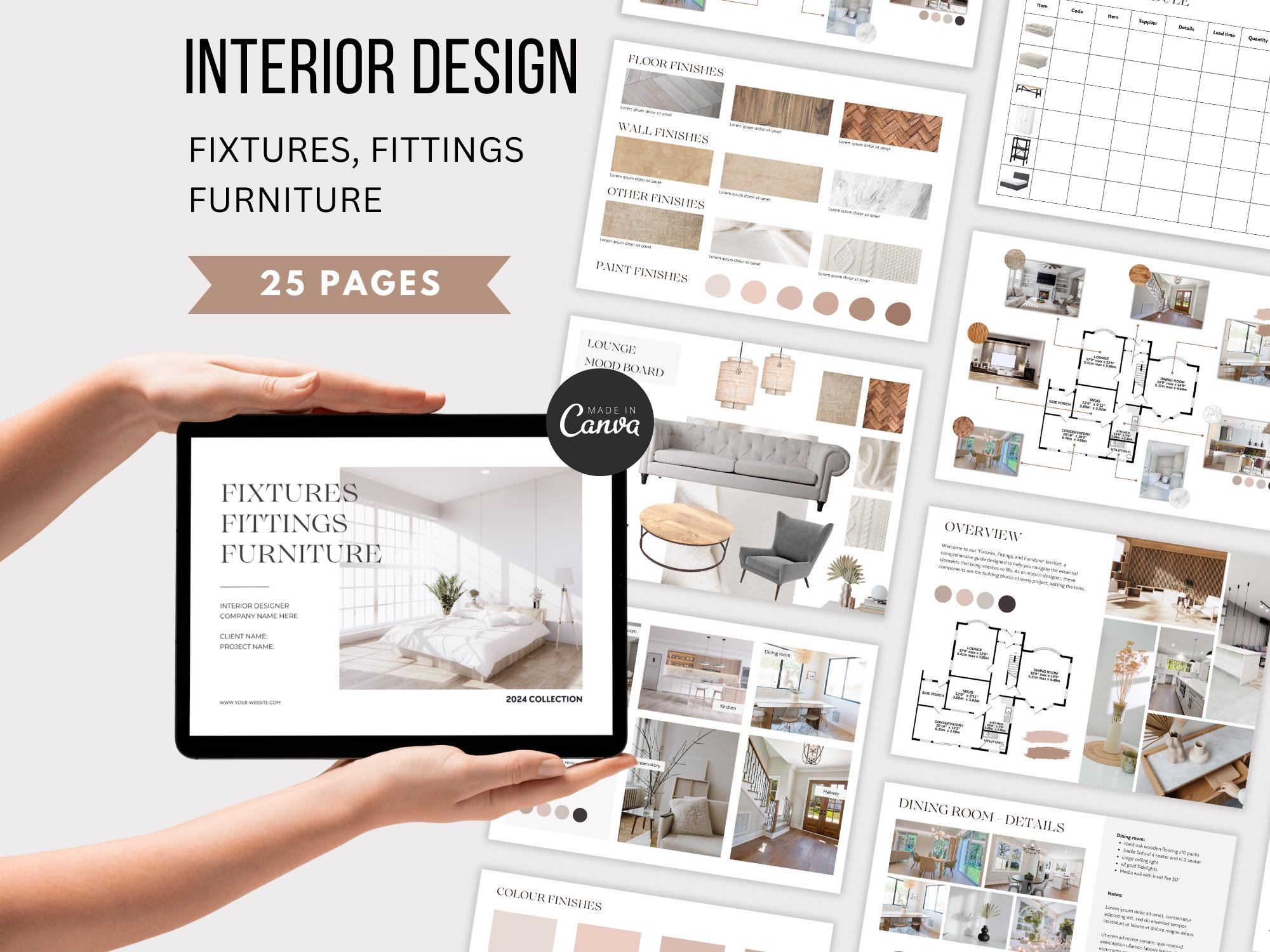 Interior Design Template Finishes, Furniture, Hardware & Fixtures ...