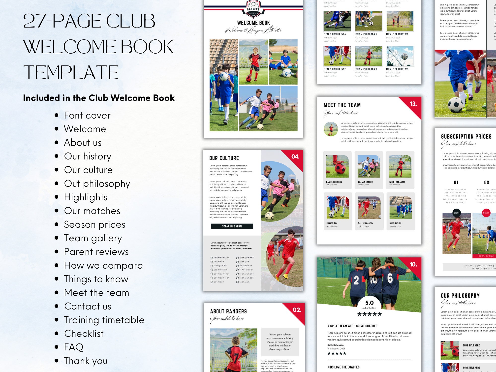 Football Coach Welcome Book Template, Parent Welcome Packet, Soccer ...