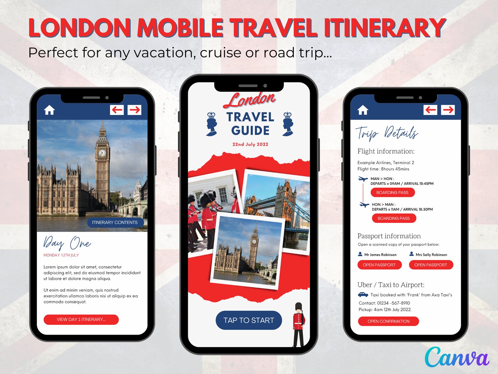 London Itinerary Travel Planner Template Vacation Planner - Etsy UK