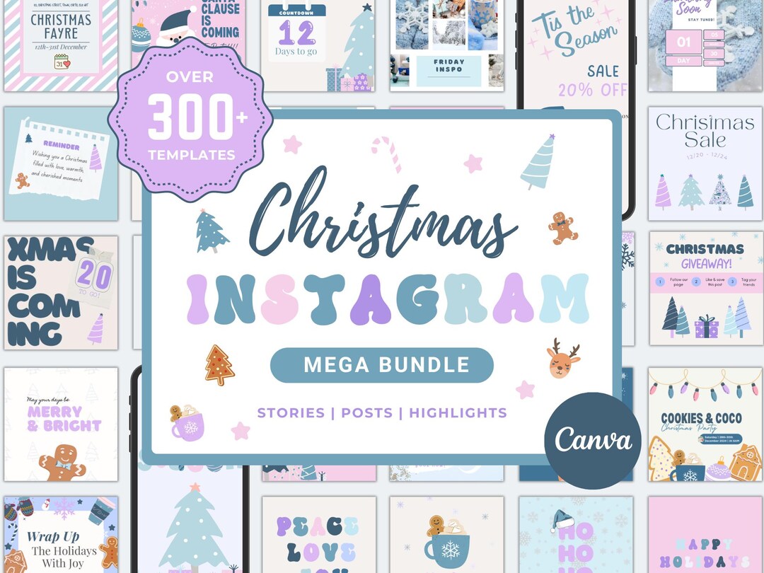 Christmas Instagram Template Bundle, Festive Instagram Post ...