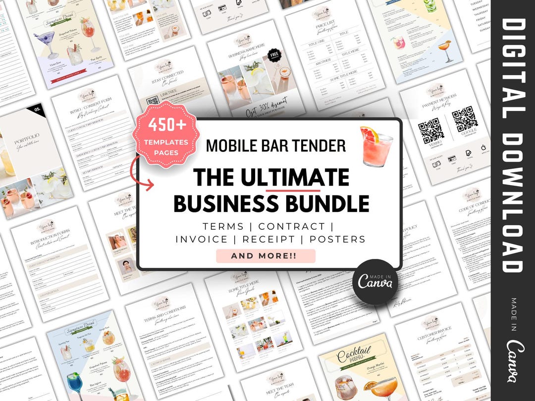 Mobile Bar Forms, Editable Bartending Business Contract, Bartending Business, Bartender Services ...